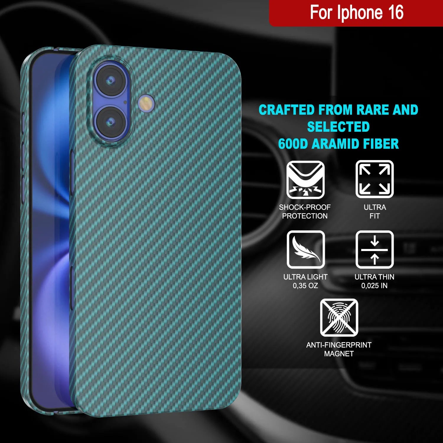 Punkcase iPhone 16 Carbon Fiber Case [AramidShield Series] Ultra Slim ...